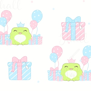 Kawaii Frog Clipart, Frog PNG, Birthday Frog Clipart, Digital Sticker ...