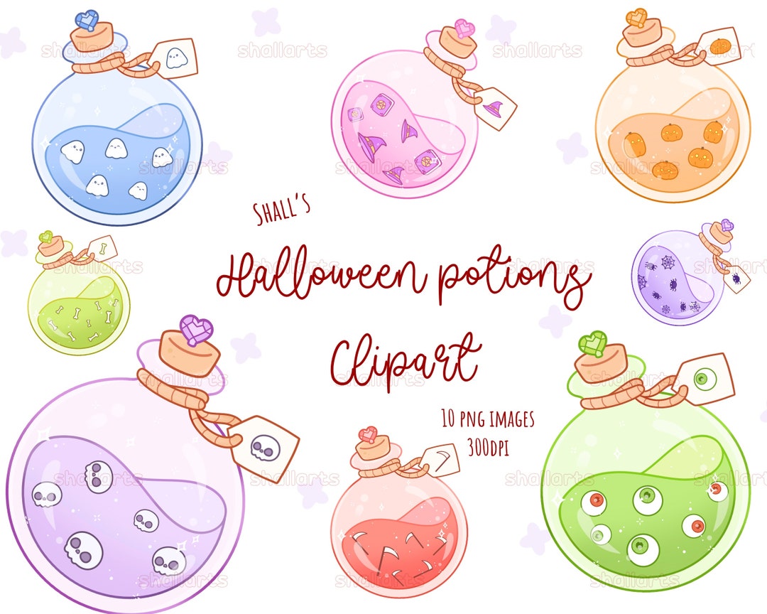Cute Halloween Potions Clipart, Halloween PNG, Cute Halloween Clipart ...