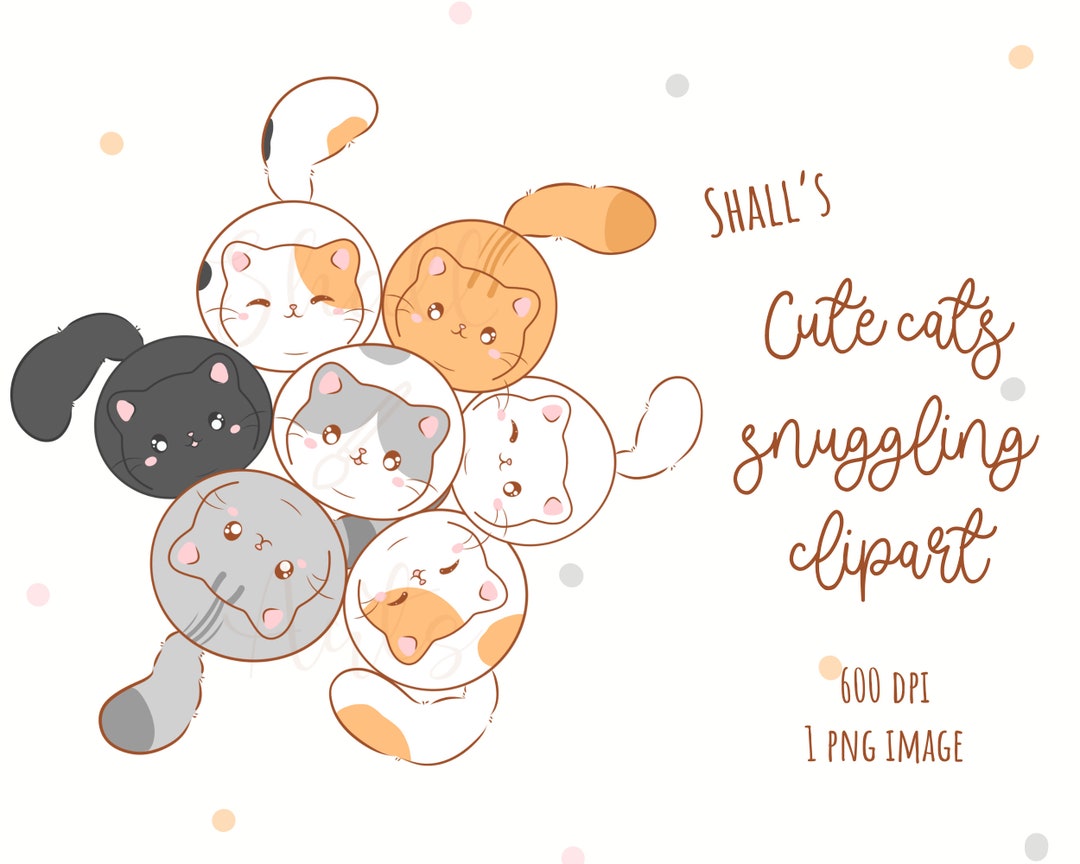 Cute Cat Snuggling Clipart, Cute Cat PNG, Cats Clipart, Single Clipart ...