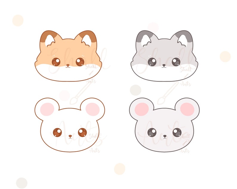 Cute Woodland Animal Faces Clipart Animal Headshot Clipart - Etsy