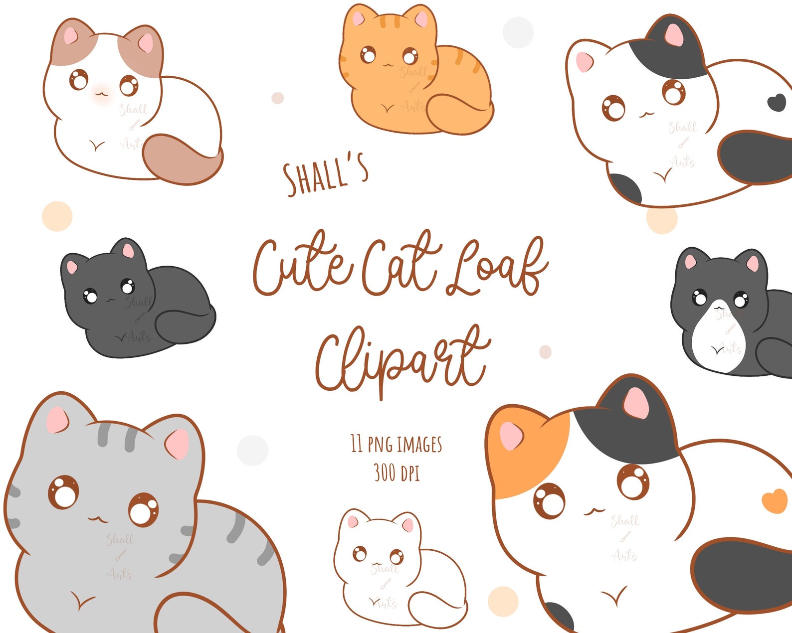 Cute Cat Loaf Clipart Cat PNG Cute Cats Clipart Digital - Etsy