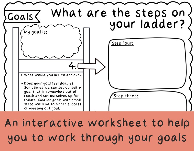 Goal Ladder - Therapeutic Wellbeing Worksheet - Mindful Mollie- Digital ...