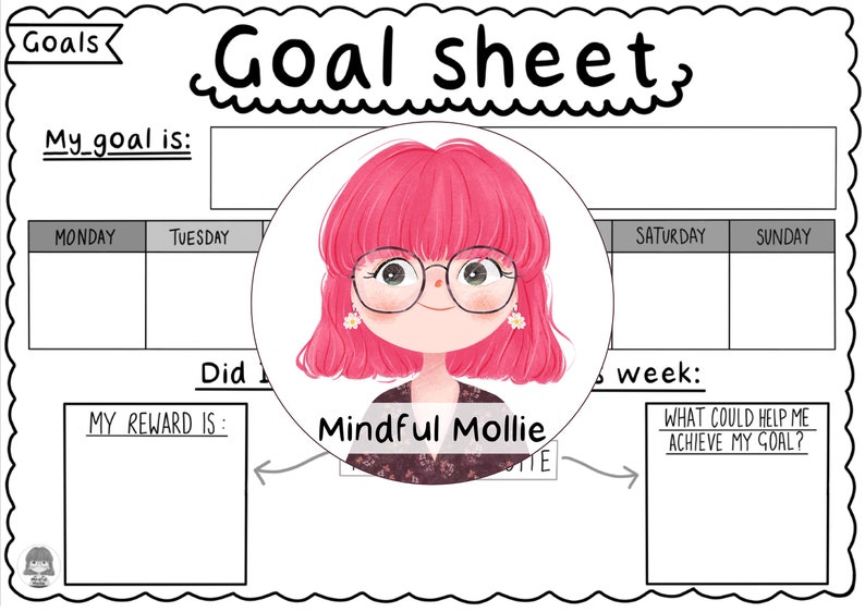 Weekly Goal Tracker - Therapeutic Wellbeing Worksheet - Mindful Mollie ...