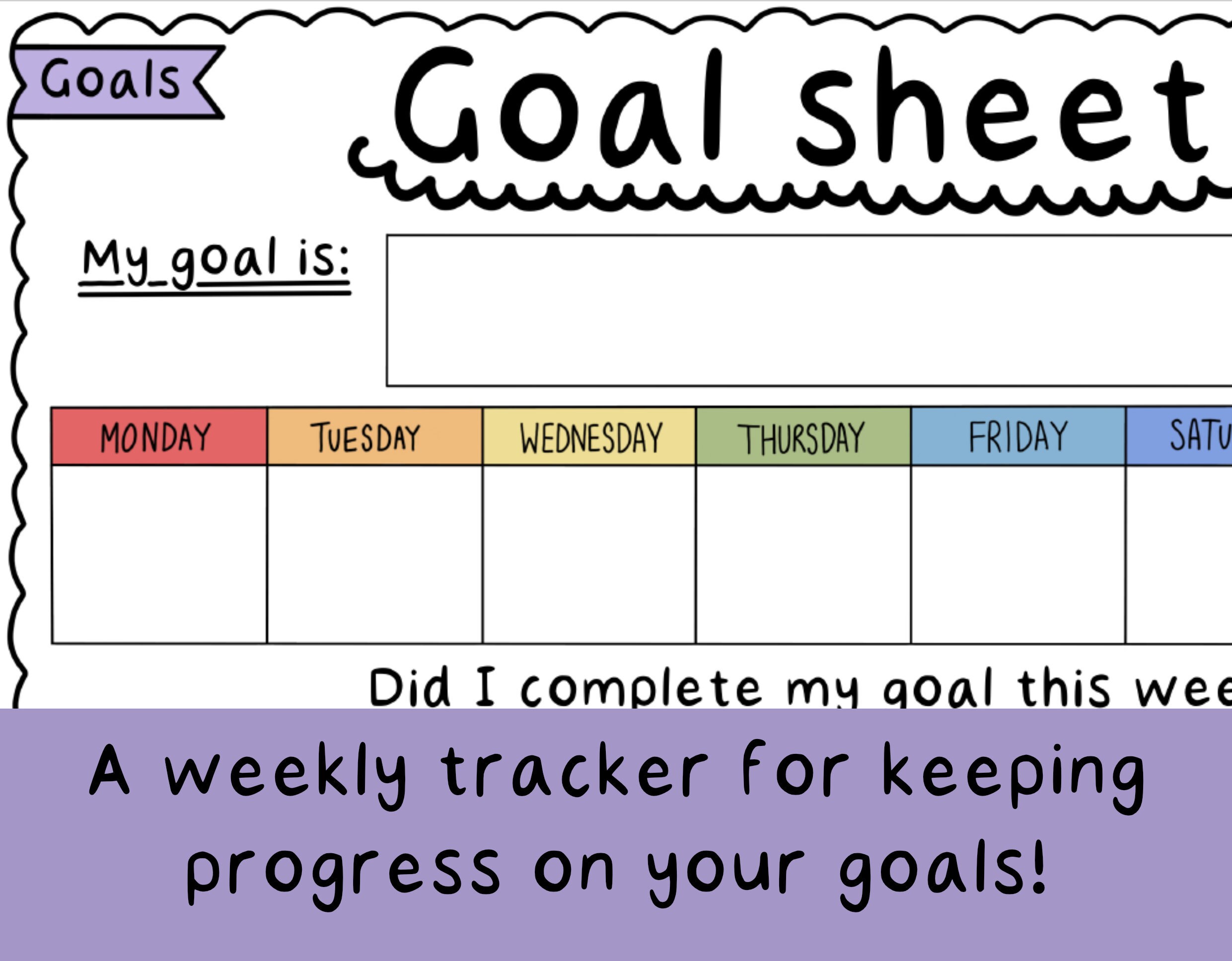 Weekly Goal Tracker - Therapeutic Wellbeing Worksheet - Mindful Mollie ...