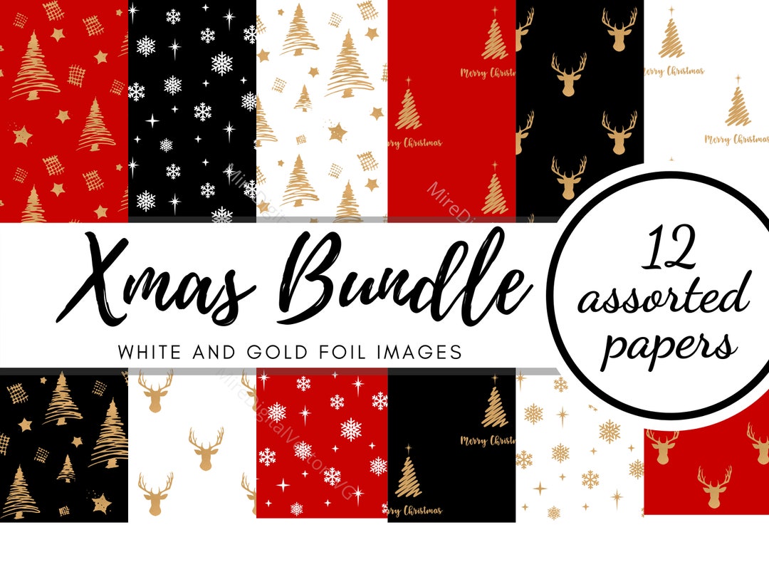 Christmas Digital Paper Christmas Printable Paper Kraft Christmas ...