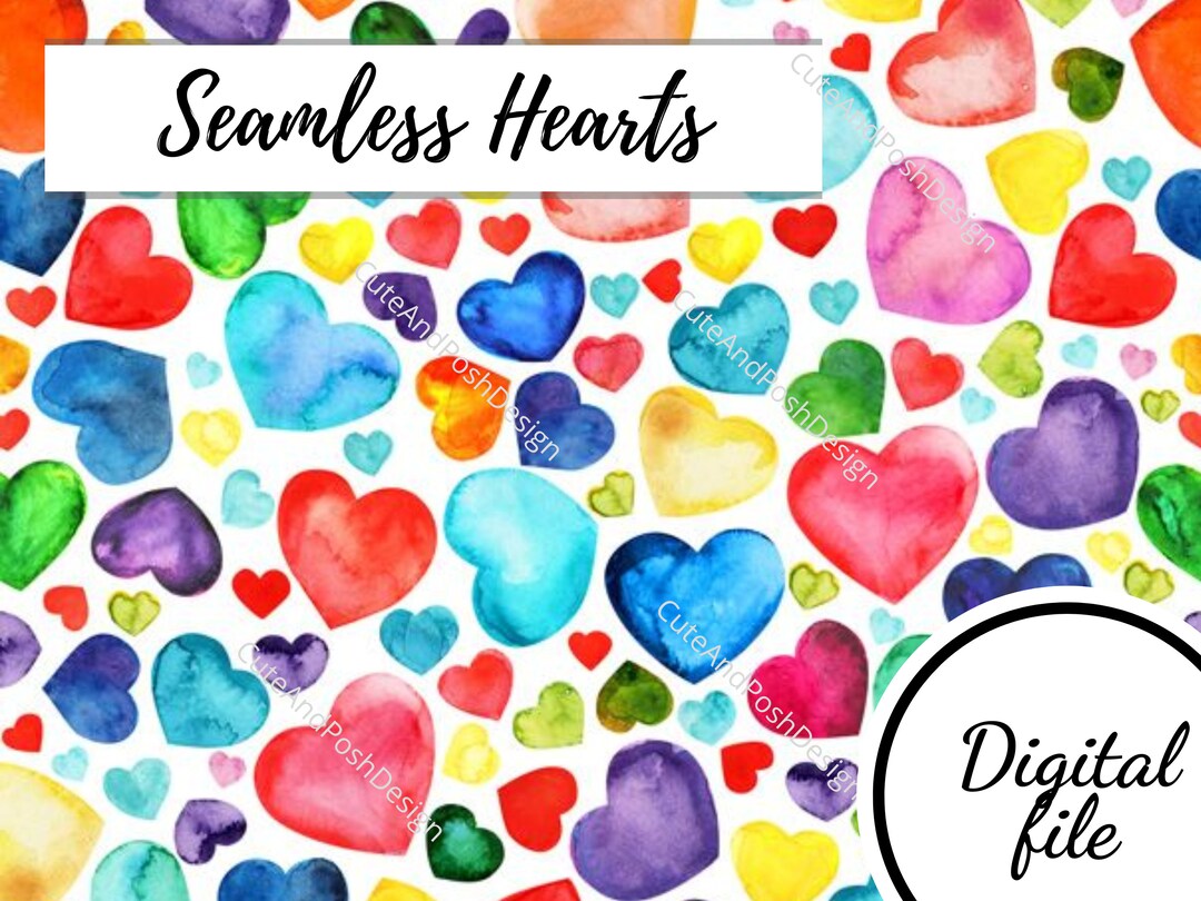 Hearts Digital Paper Hearts Printable Paper Kraft Hearts Digital Paper ...