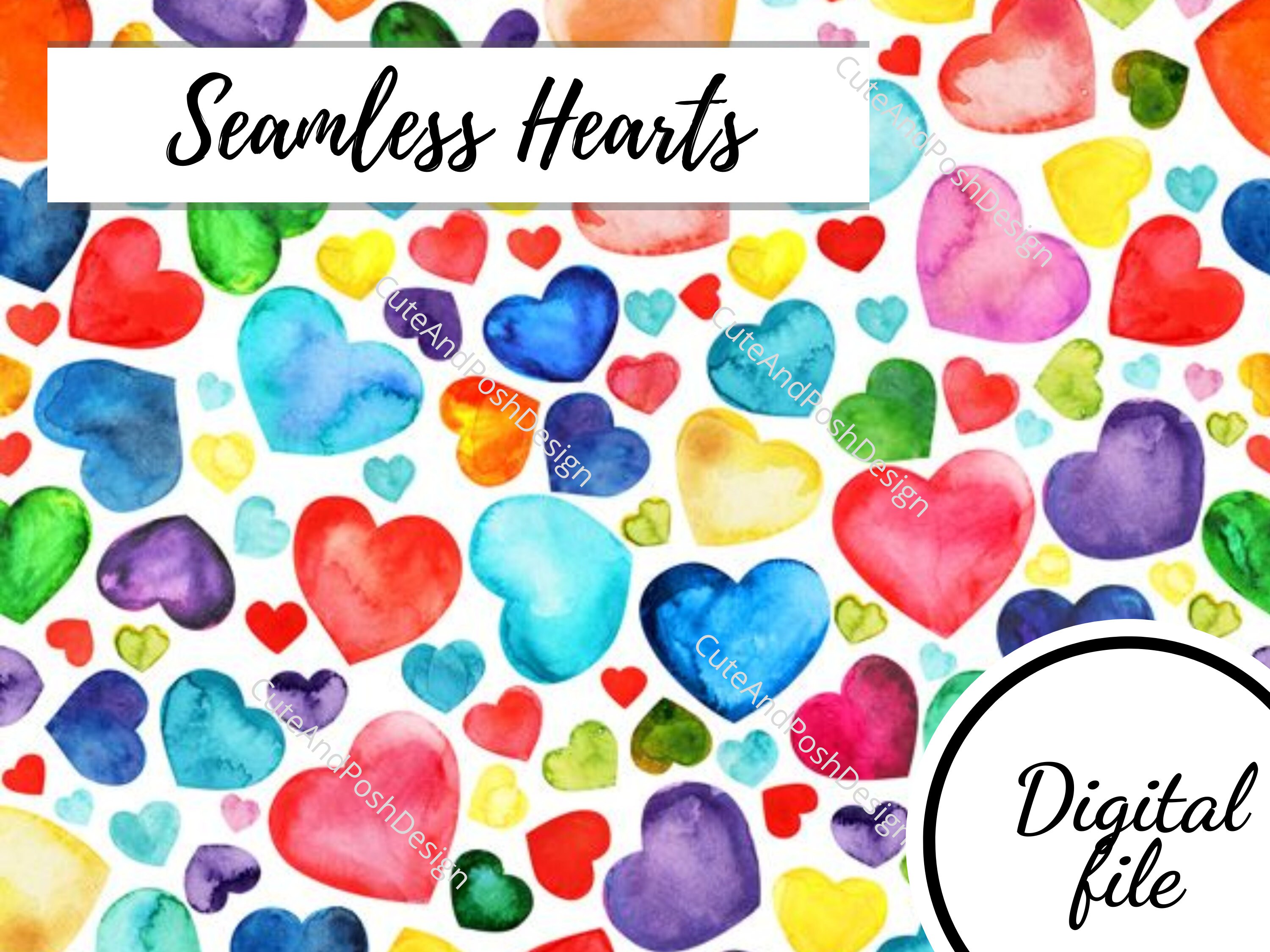 Hearts Digital Paper Hearts Printable Paper Kraft Hearts Digital Paper ...