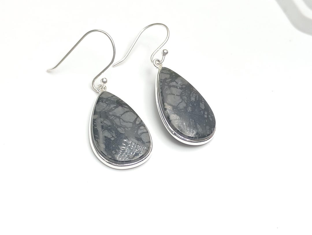 Forest Shadows- Picasso Jasper Sterling Silver Earrings - Etsy