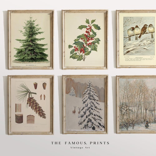 Christmas Tree Print Vintage Christmas Winter Wall Art - Etsy