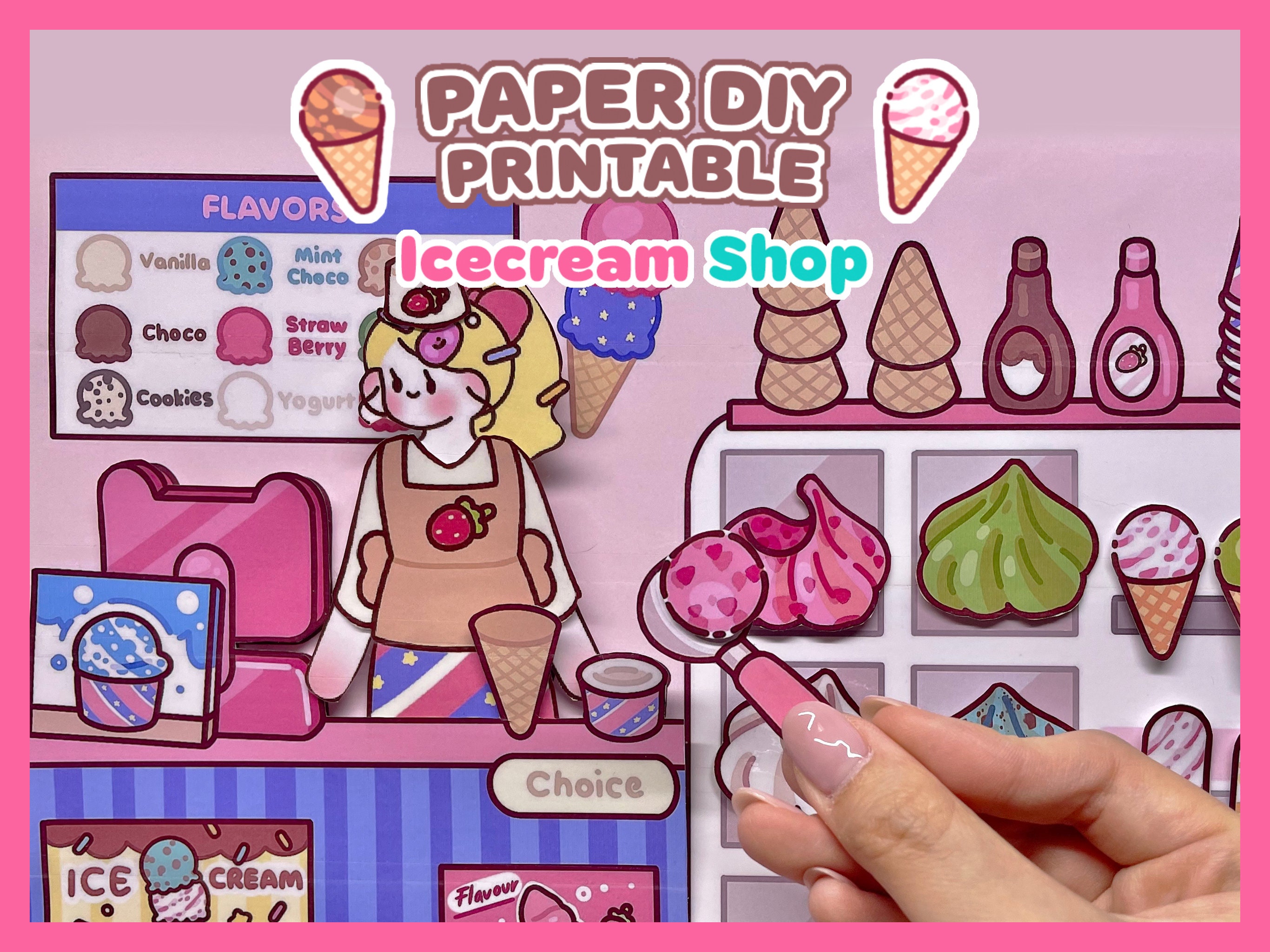 Charibo Art ice Cream Shop Paper DIY Printable Pack Digital Coloring ...