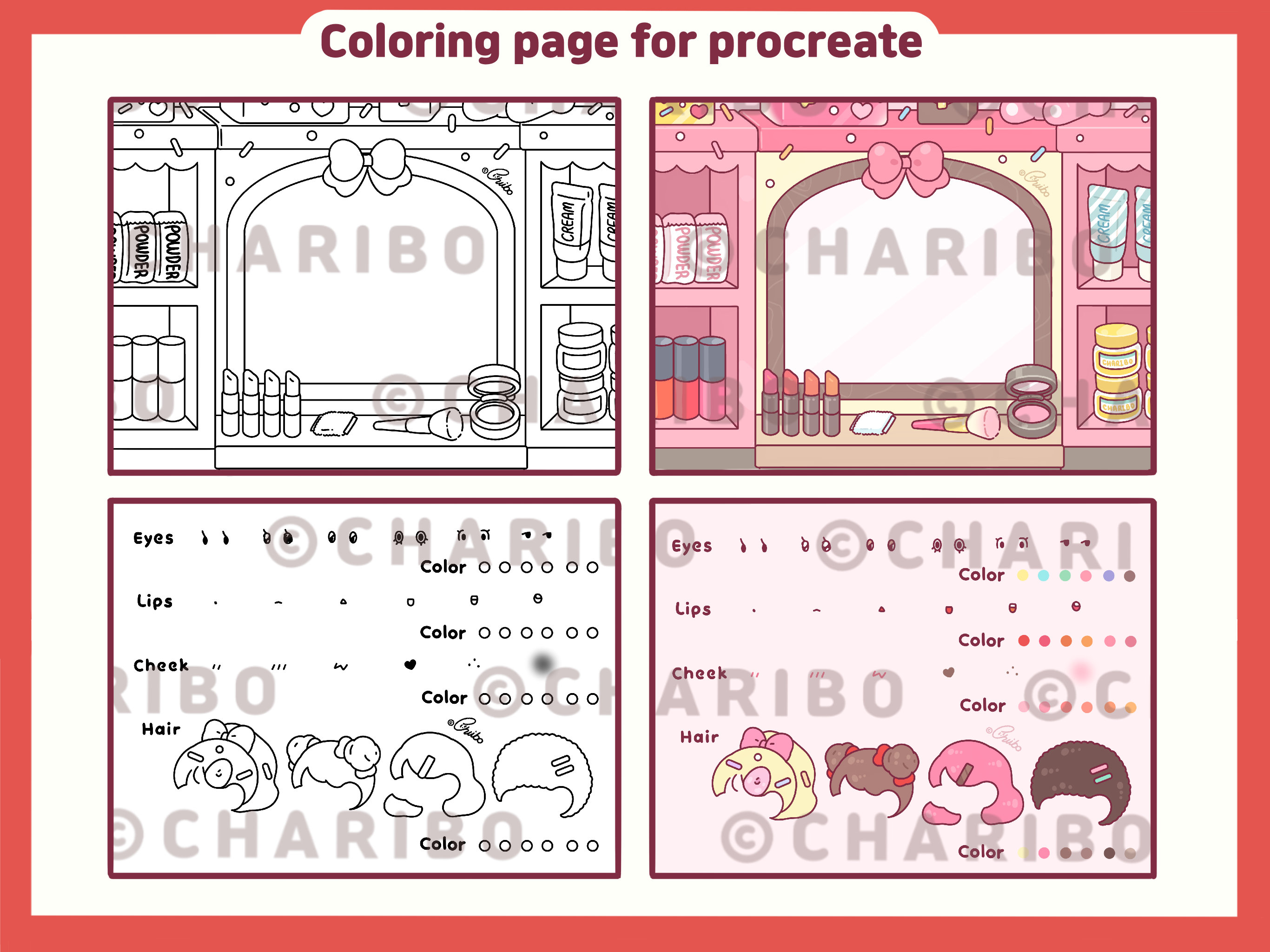 Food Coloring Pages: Charibo Art Printable Template (PDF, JPEG, PNG) - Etsy