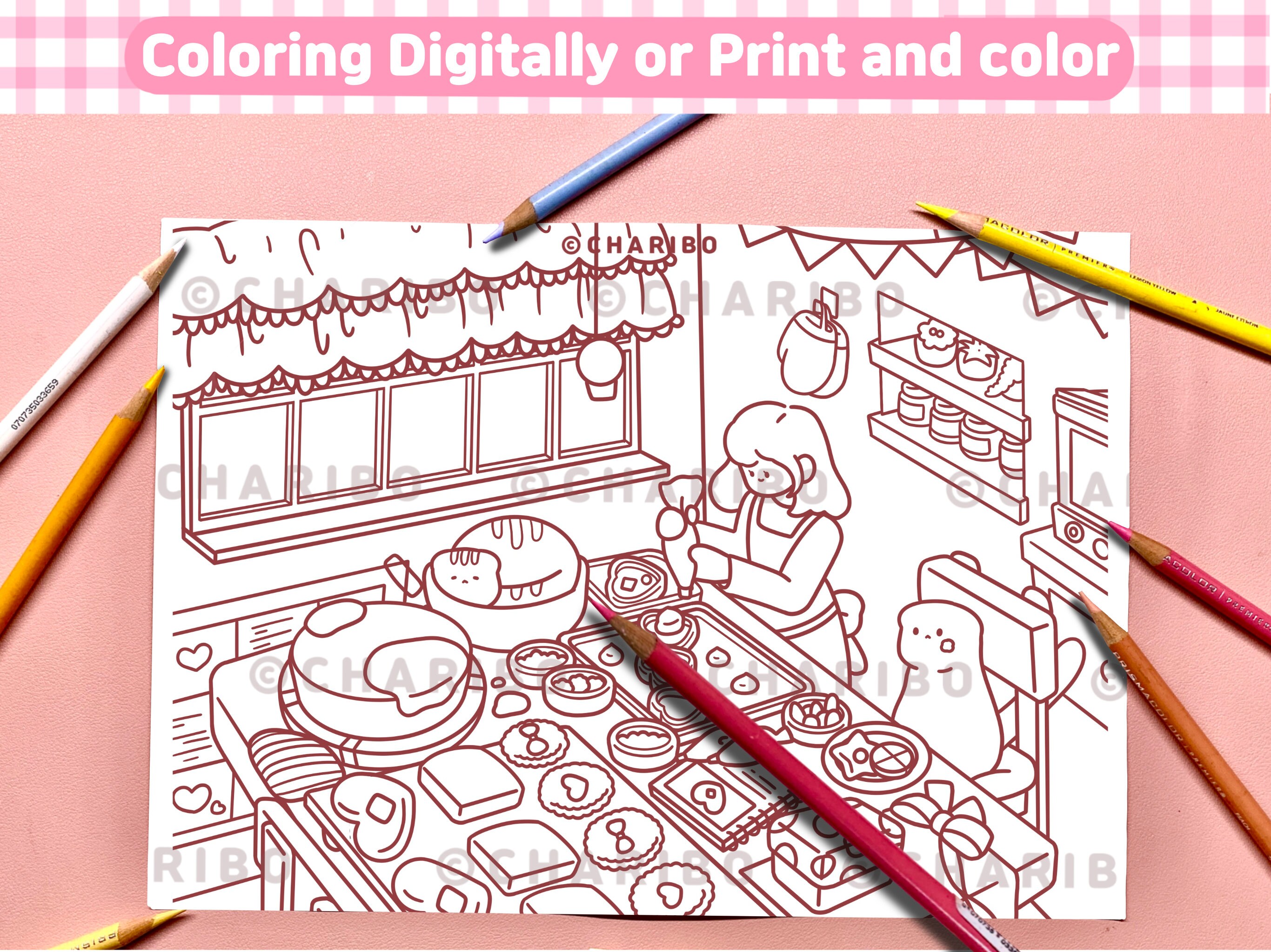 Ribo's Hobby baking Digital Coloring Pages, Printable Coloring Pages ...