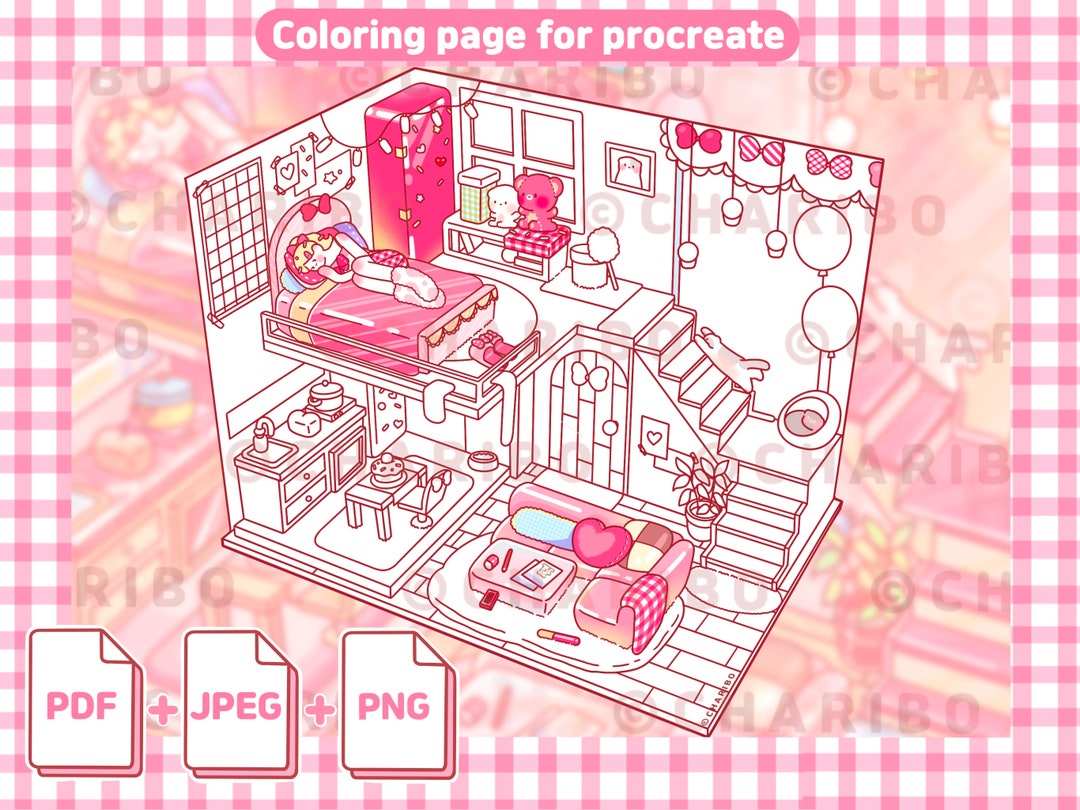 3D Ribo's Room - Digital Coloring Pages, Printable Coloring Pages ...