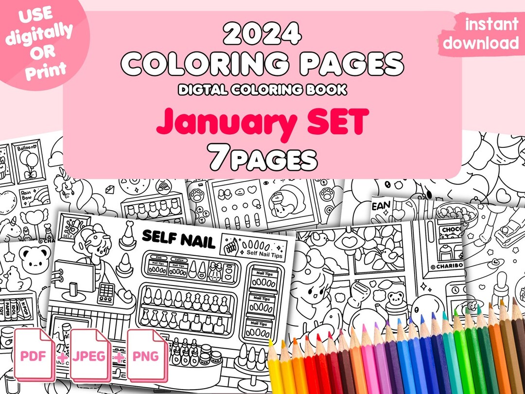 January Coloring Pages: Adult & Kids Printable Coloring Sheet (digital ...