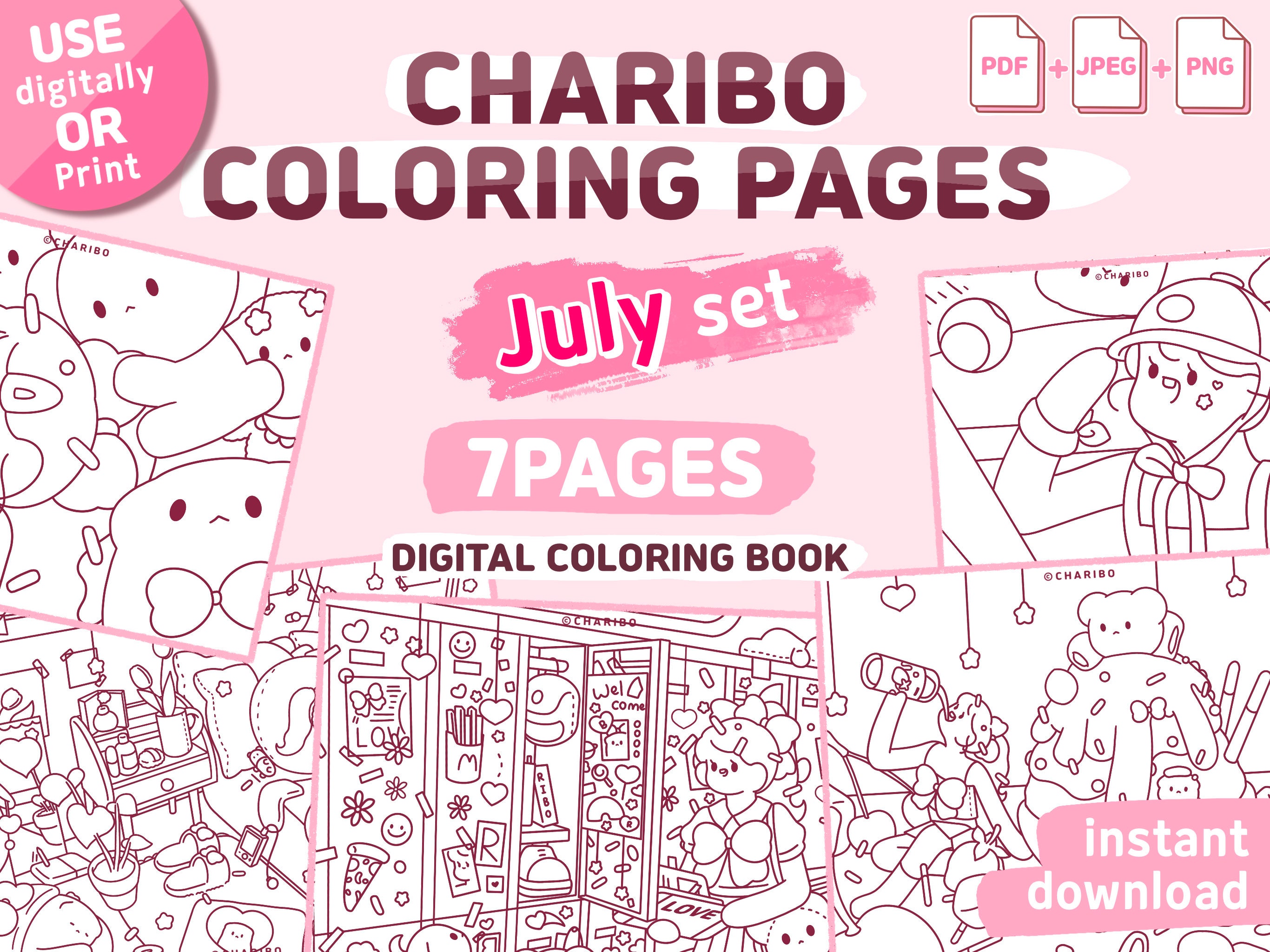 Charibo ART july Coloring Book Printable - Etsy