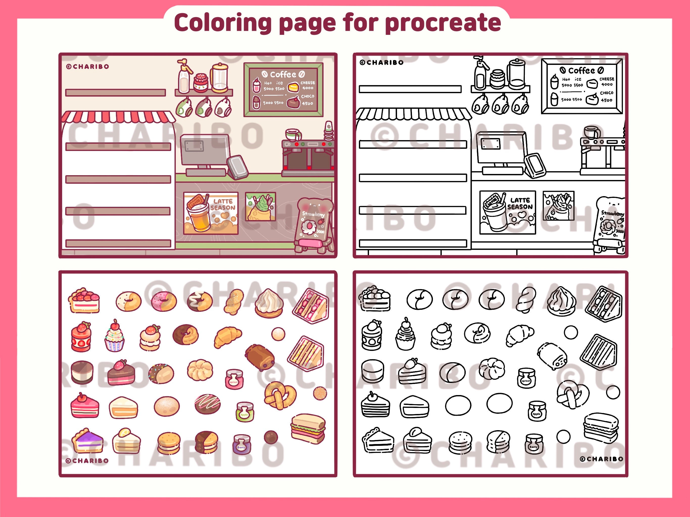 Libro para colorear digital Charibo Art 2023 April - Etsy México