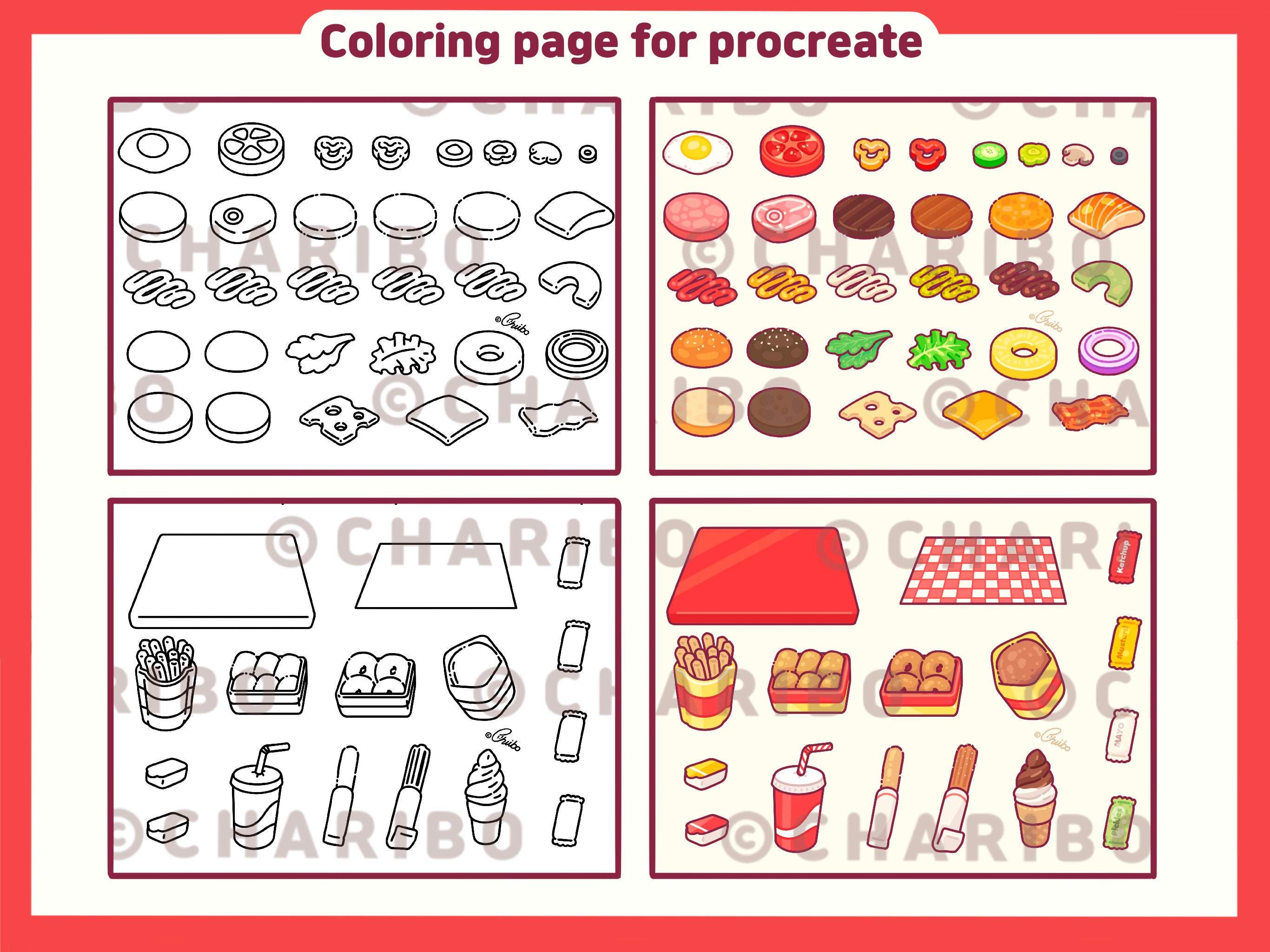 Food Coloring Pages: Charibo Art Printable Template (PDF, JPEG, PNG) - Etsy