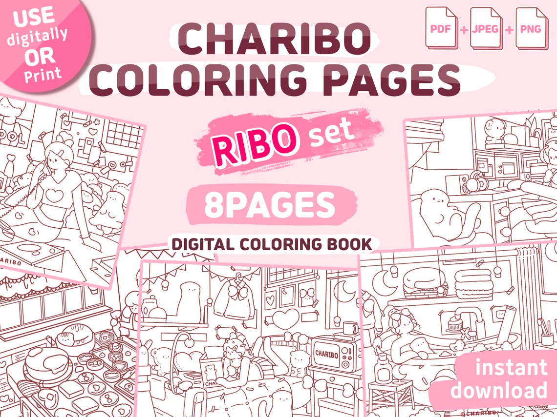 Charibo Art ribo Set Digital Coloring Book - Etsy