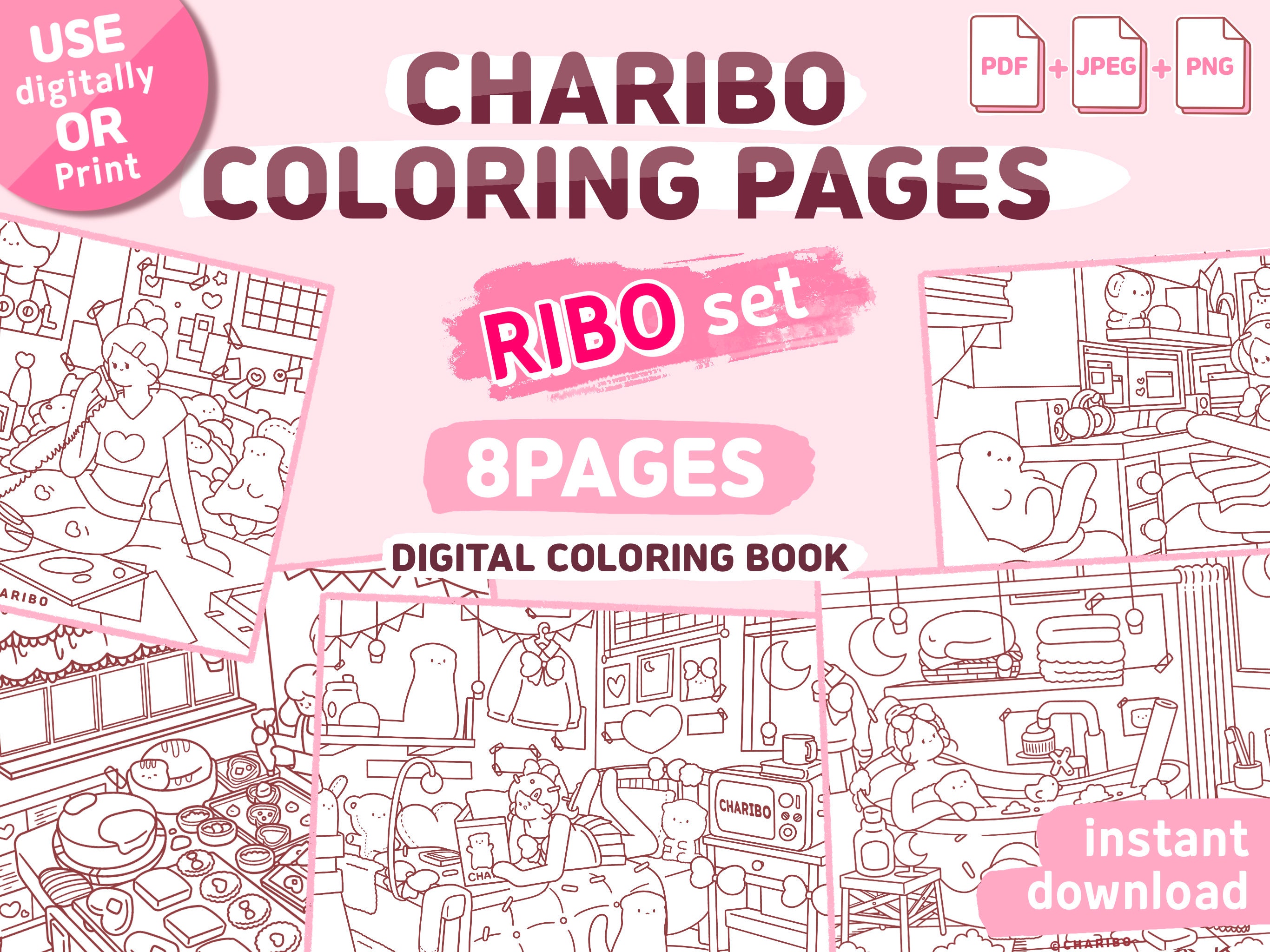 Charibo Art ribo Set Digital Coloring Book - Etsy UK