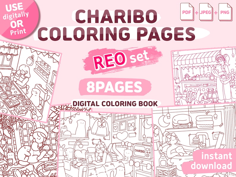 Charibo Art reo Set Coloring Book Printable Coloring Pages, Adult ...
