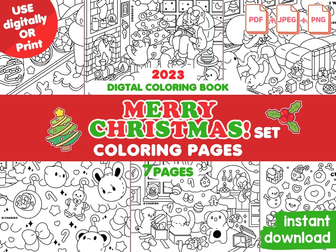 Christmas Coloring Book: Printable Kids & Adult Coloring Pages (digital ...