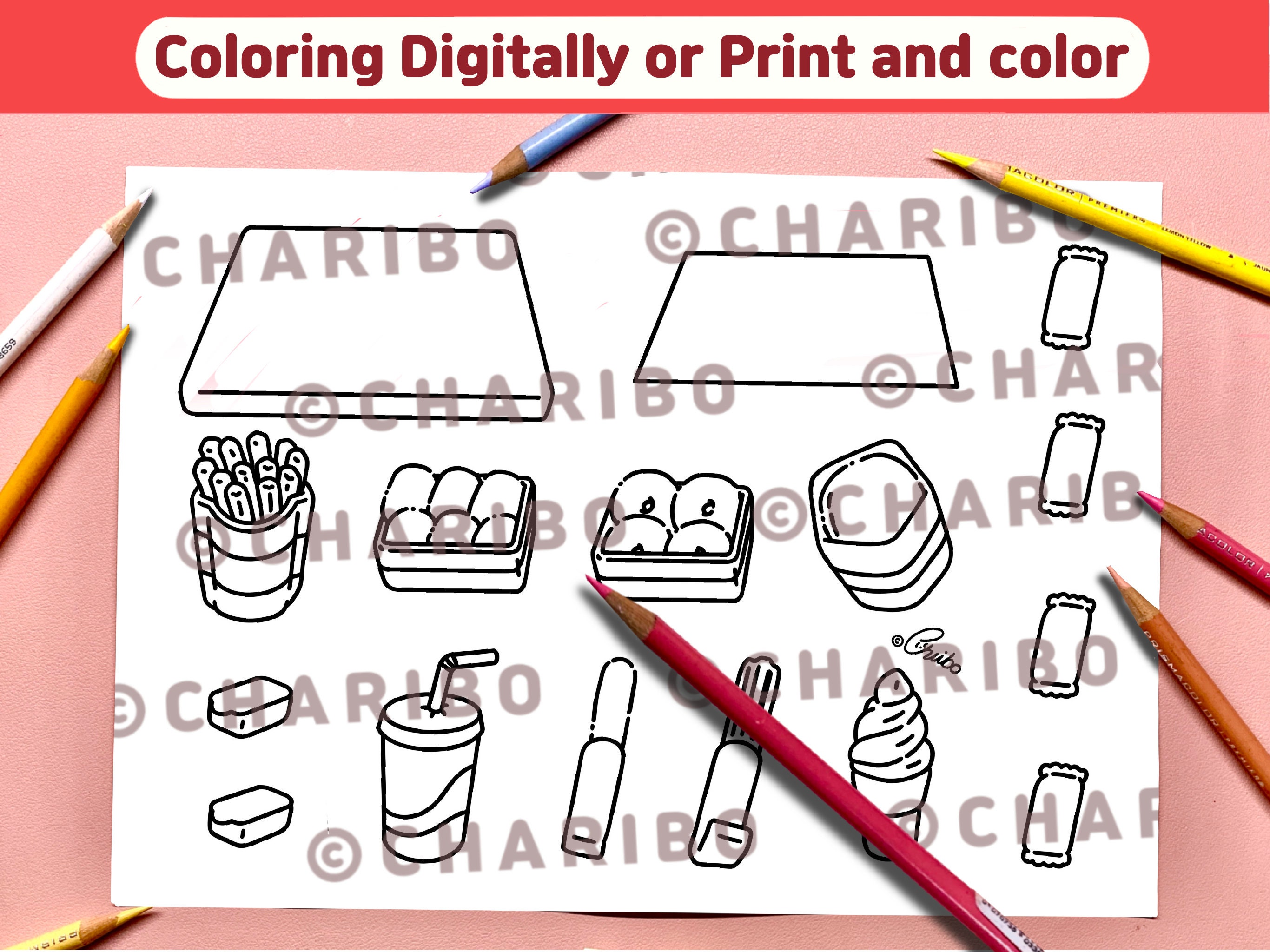 Food Coloring Pages: Charibo Art Printable Template (PDF, JPEG, PNG ...