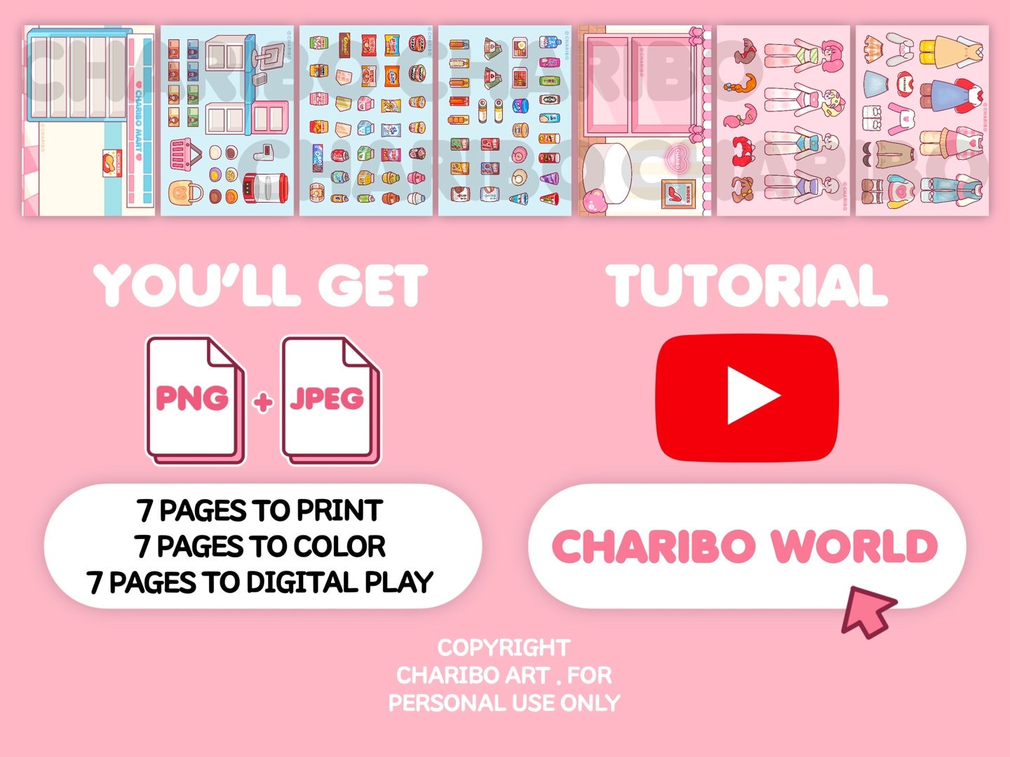 Charibo Art Paper Doll Printable: Mart Coloring Book (digital Download ...