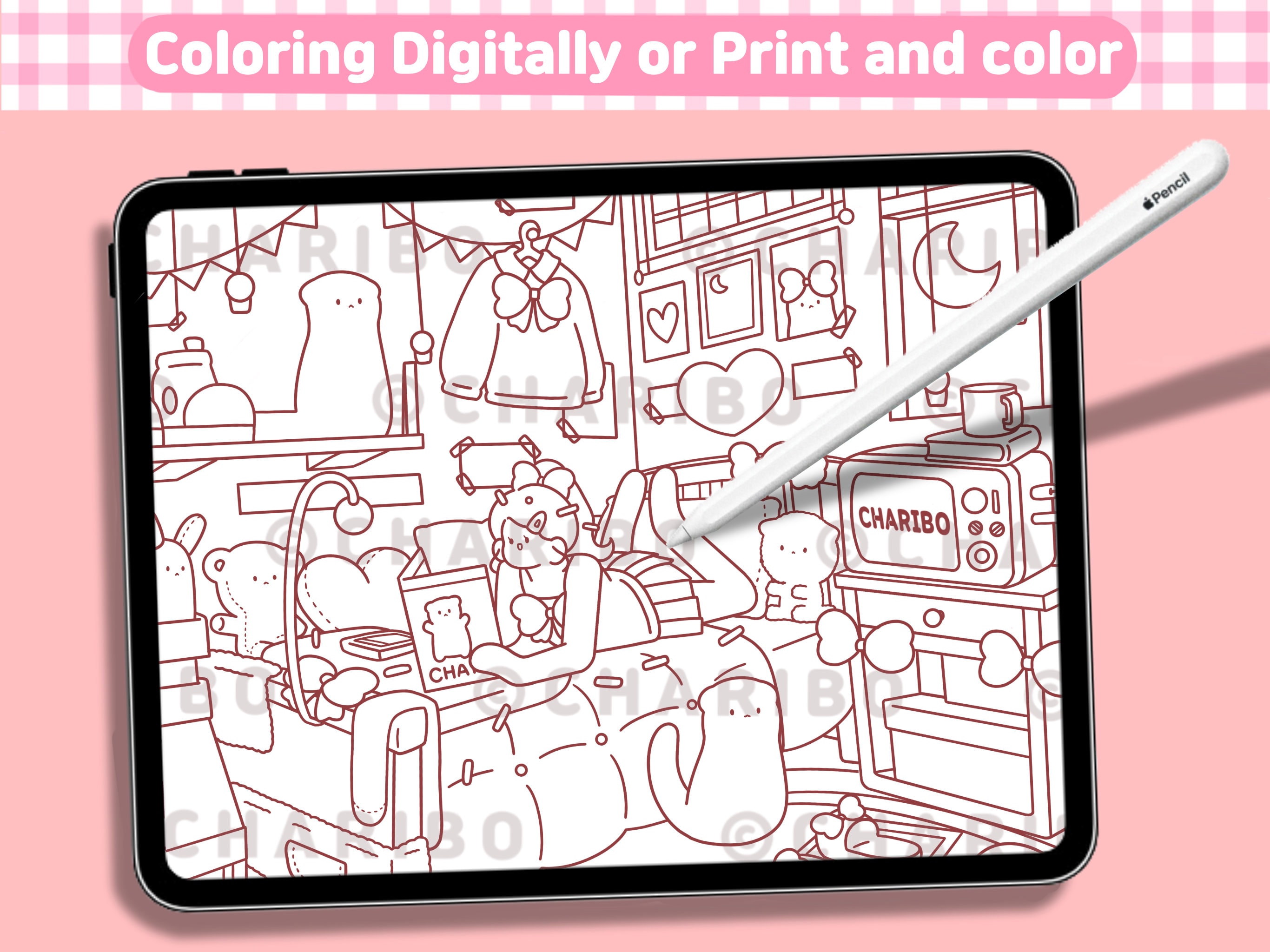 Charibo Art Ribo Set digital coloring book | Etsy