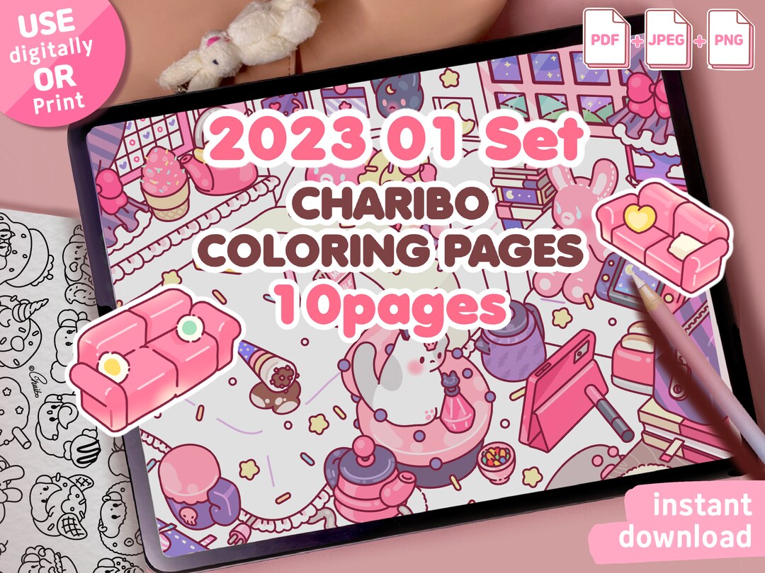 Charibo Art Coloring Book: January 2023 Set (digital Download) - Etsy