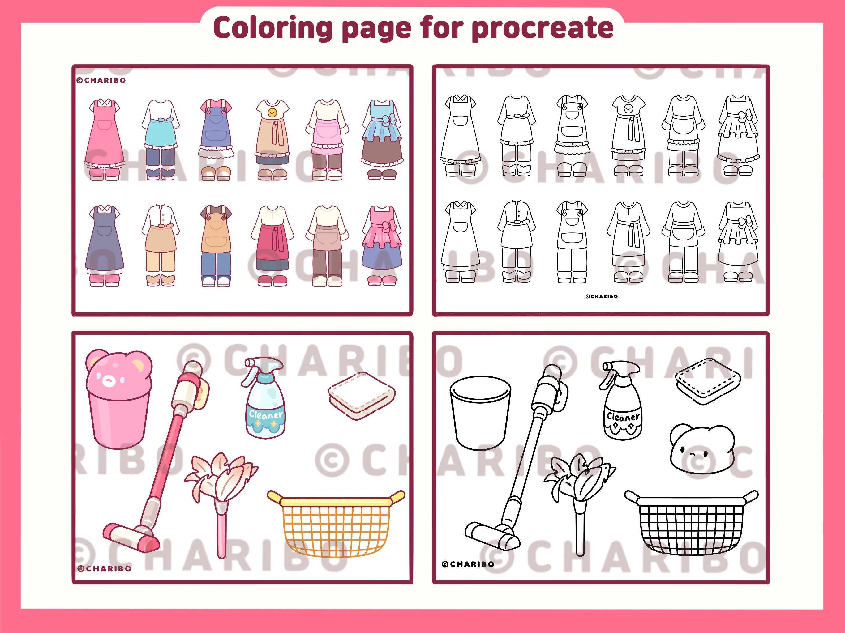 Libro para colorear digital Charibo Art 2023 April - Etsy México