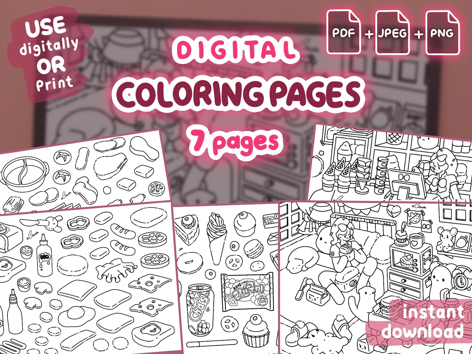 Charibo Art june Set Digital Coloring Book - Etsy