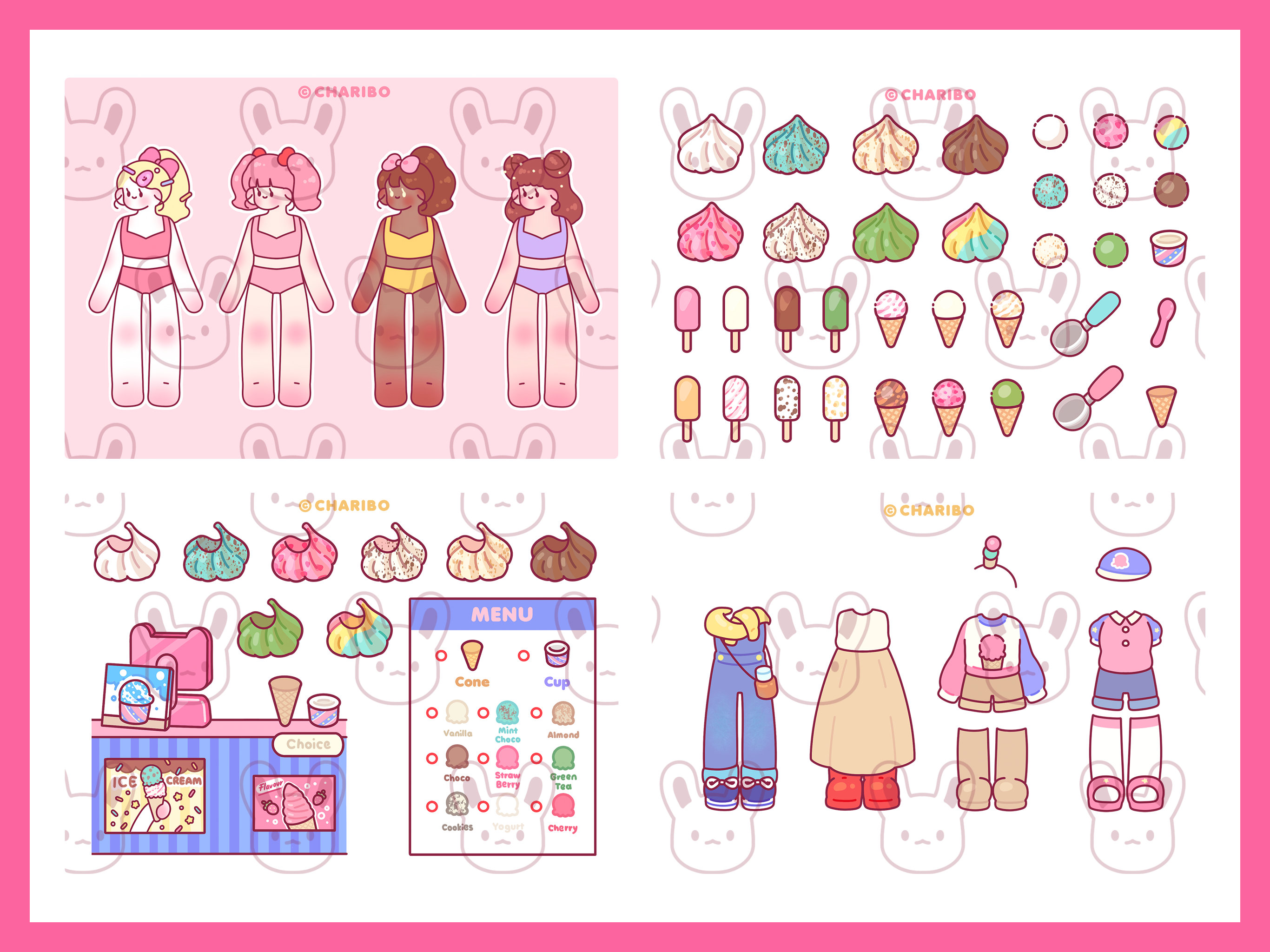 Charibo Art ice Cream Shop Paper DIY Printable - Etsy UK