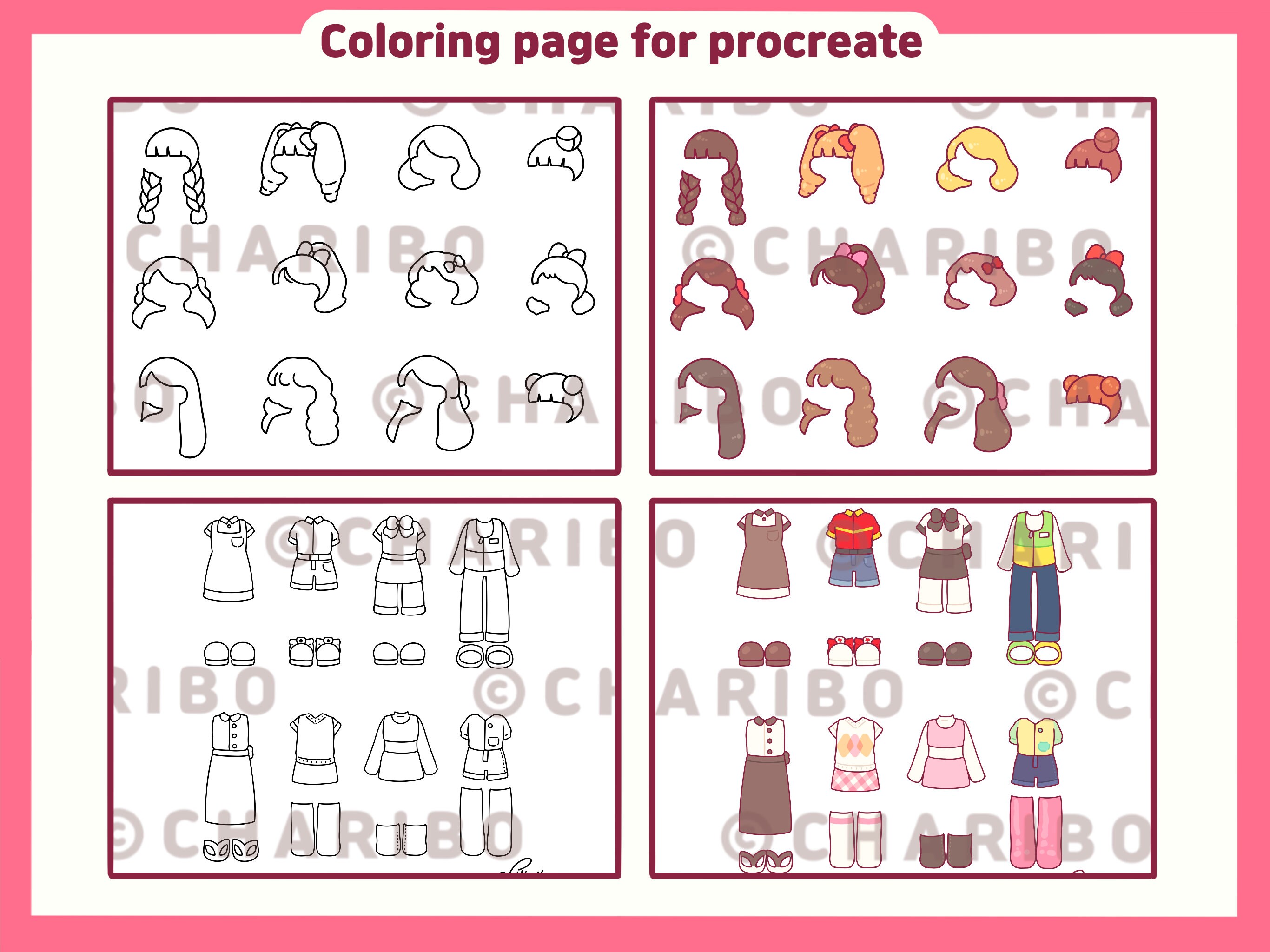 Charibo Character Coloring Book: Customizing Set (digital Download) - Etsy