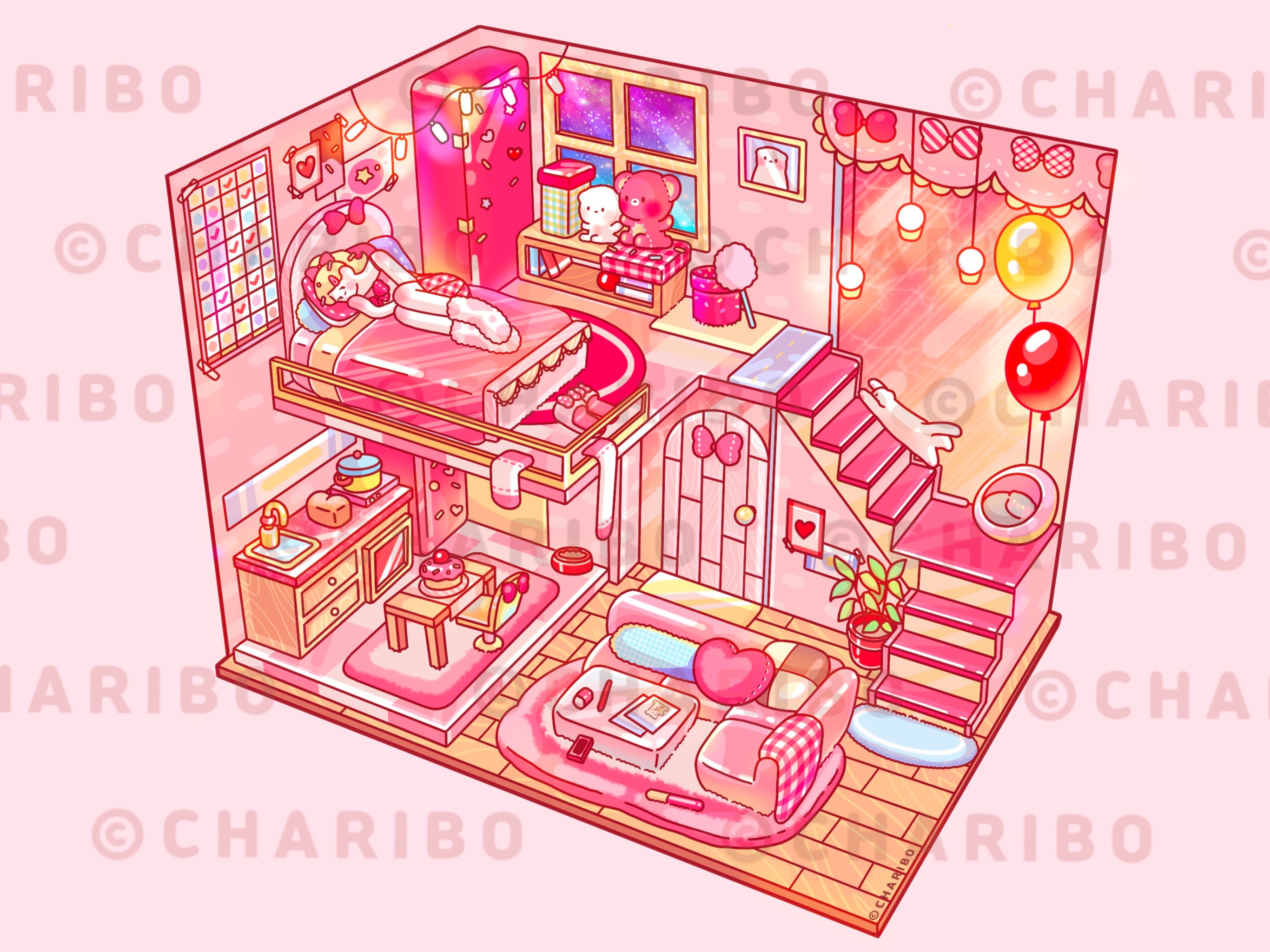 3D Ribo's Room Digital Coloring Pages Printable - Etsy