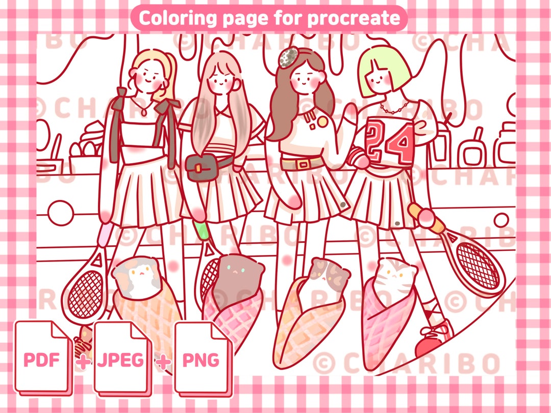 BLACKPINK ice Cream Printable Coloring Pages,adult Coloring Sheet,kids ...