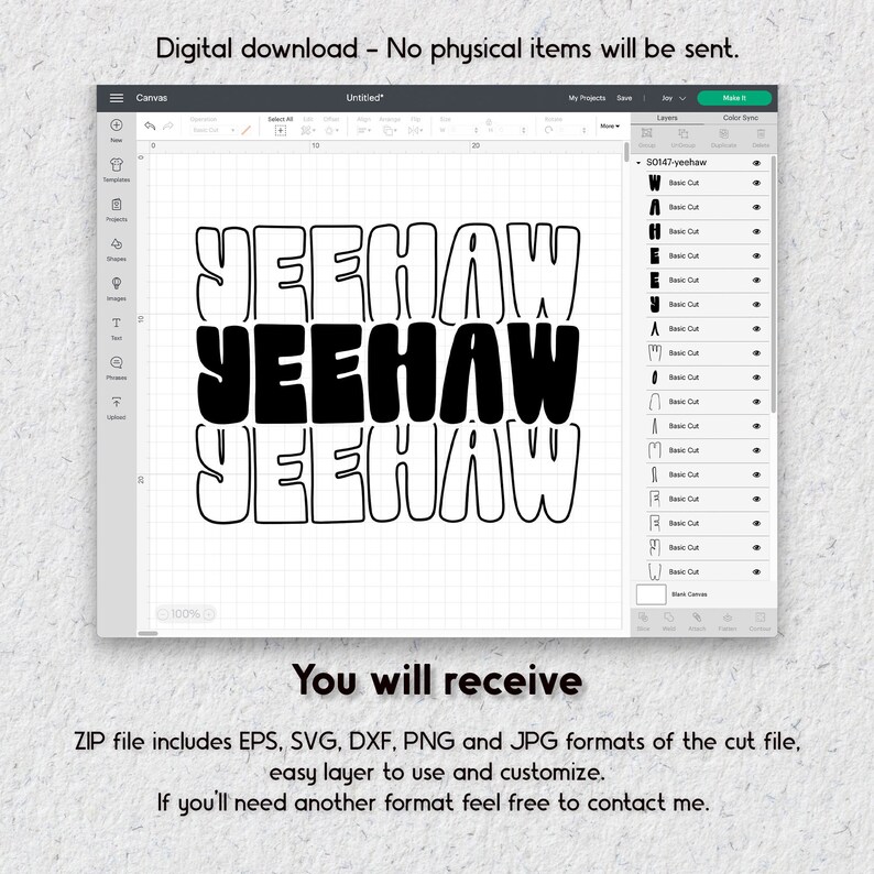 Yee Haw Svg Country Music Svg YEEHAW Cowboy Wavy Letters | Etsy