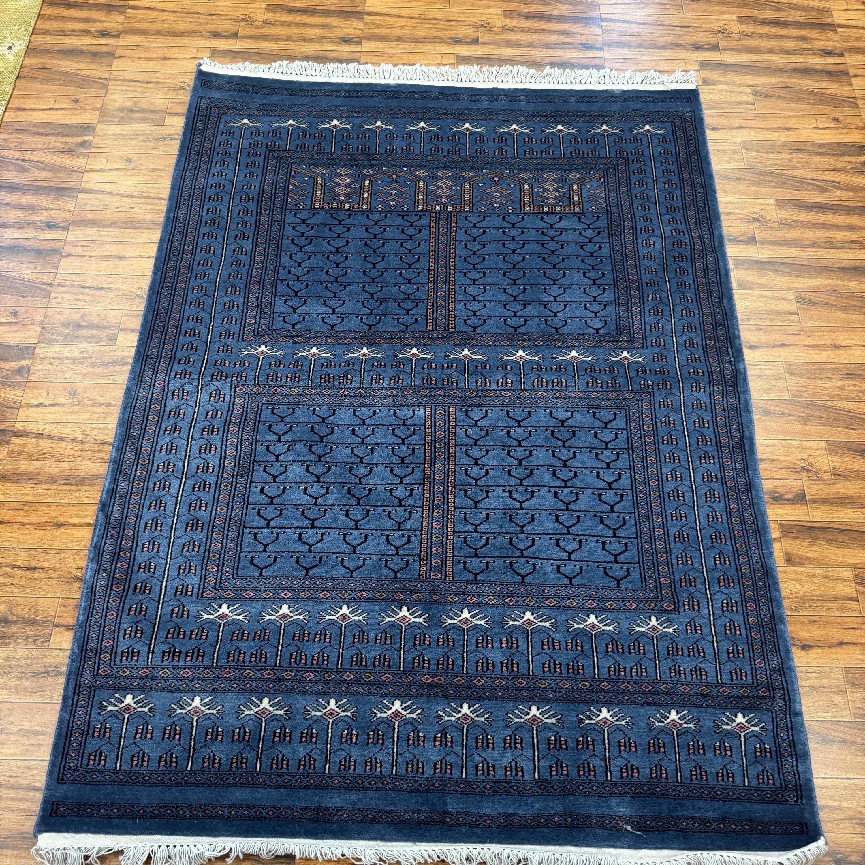 Hand Knotted Wool Rug: Modern Blue Embossed Livingroom Decor - Etsy