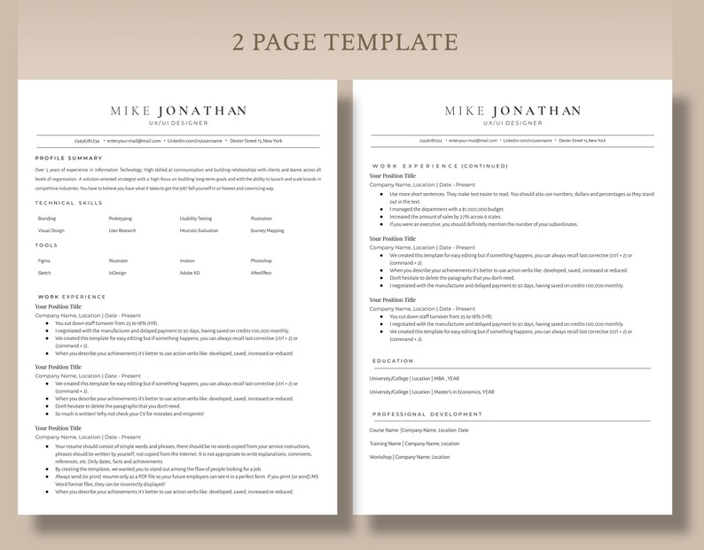 Resume Template for UX Designer, Google Docs Resume for UI Designer ...