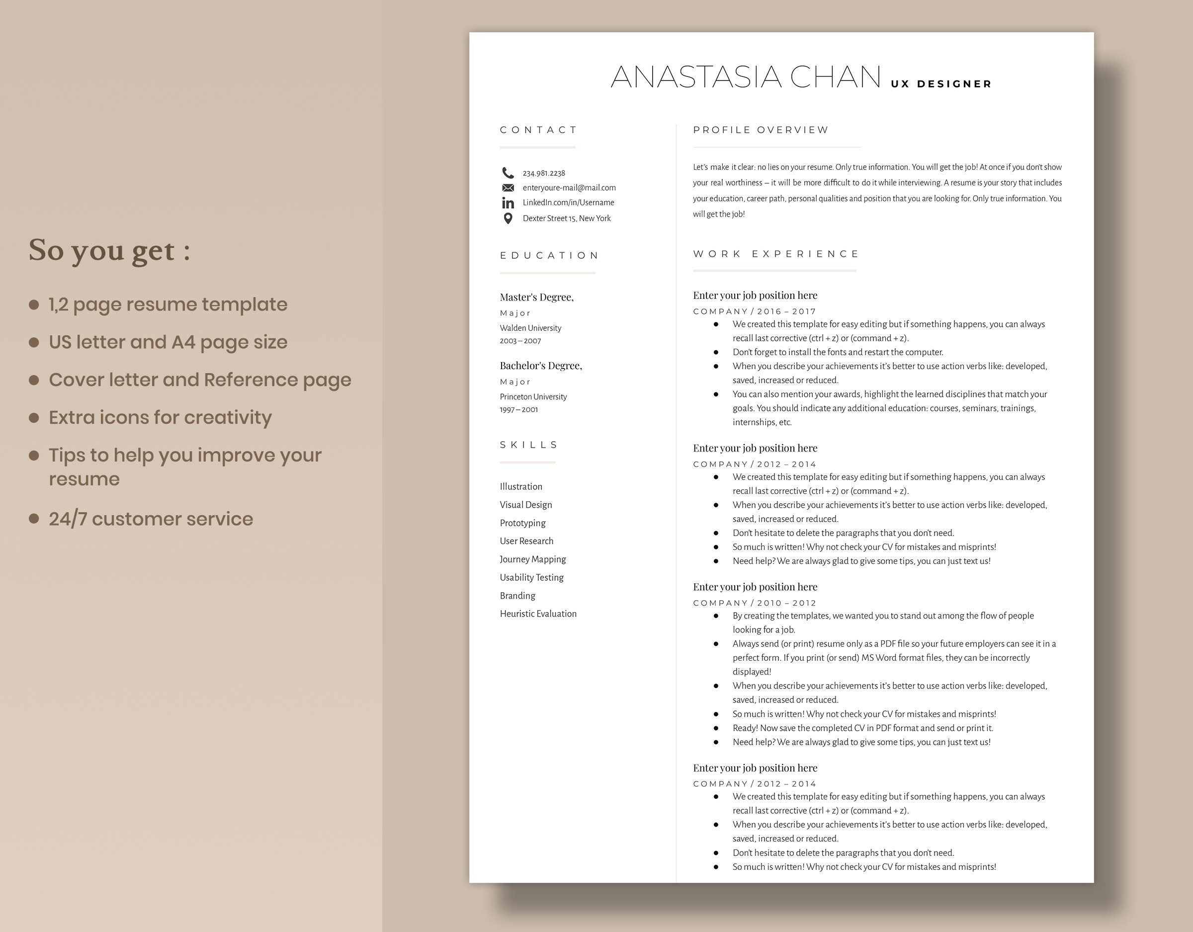 Resume CV for Ux/ui Designer ATS Compliant, Google Docs Resume, Word ...