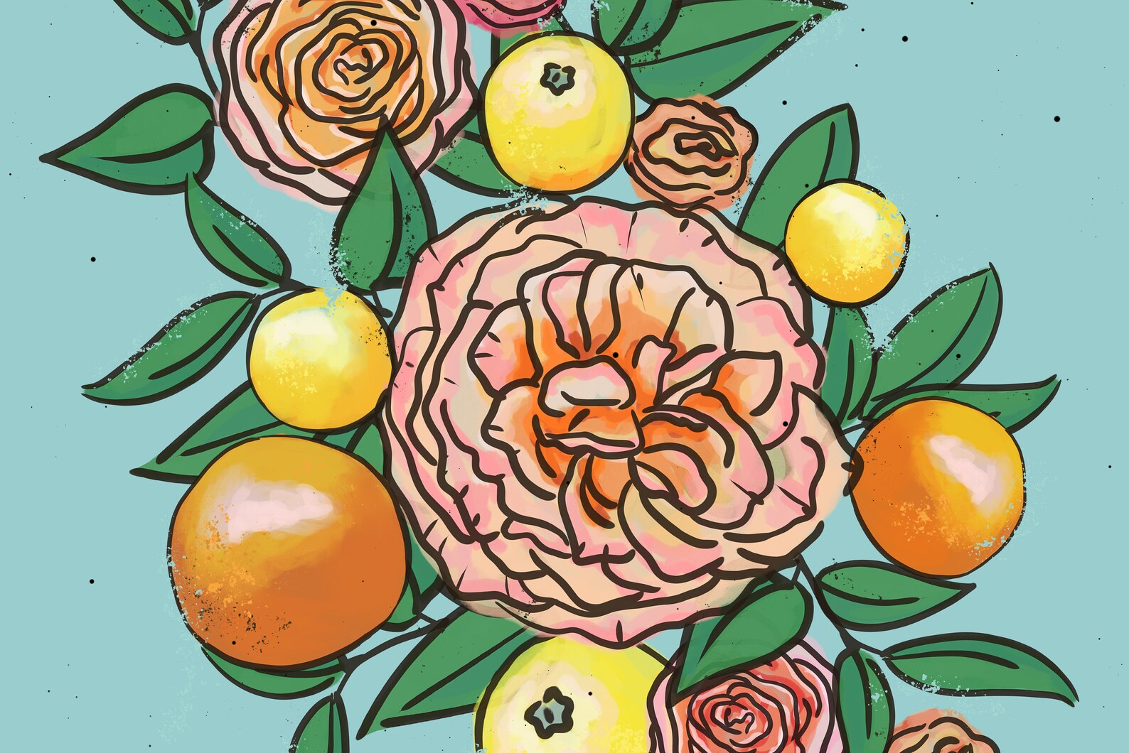 Orange Botanical Print, Citrus Art, Blossom Flower Painting Art Print ...