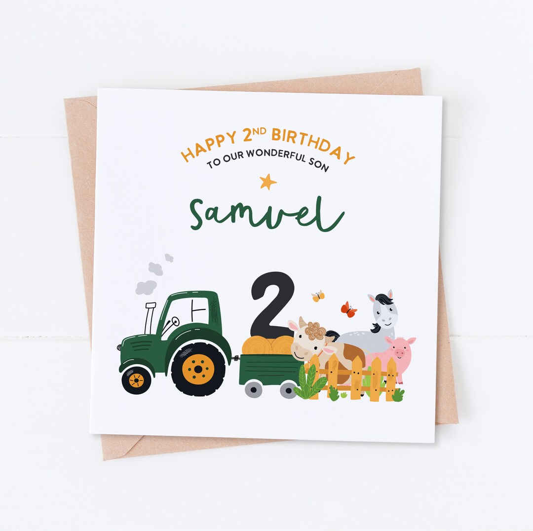 Personalised Tractor Birthday Card, Vehicles Card, Farm Birthday ...