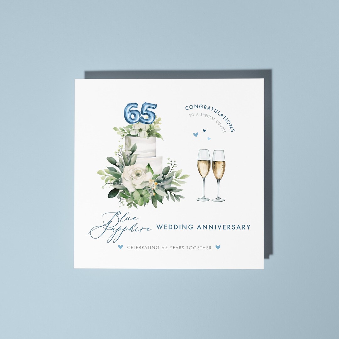 Blue Sapphire 65th Wedding Anniversary Card, Happy Anniversary, Special ...
