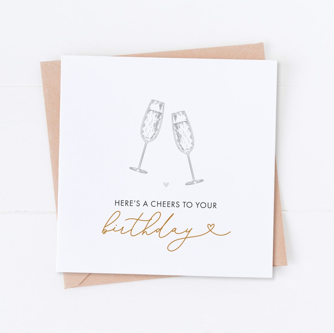 Champagne Birthday Card Birthday Card for Her Happy - Etsy
