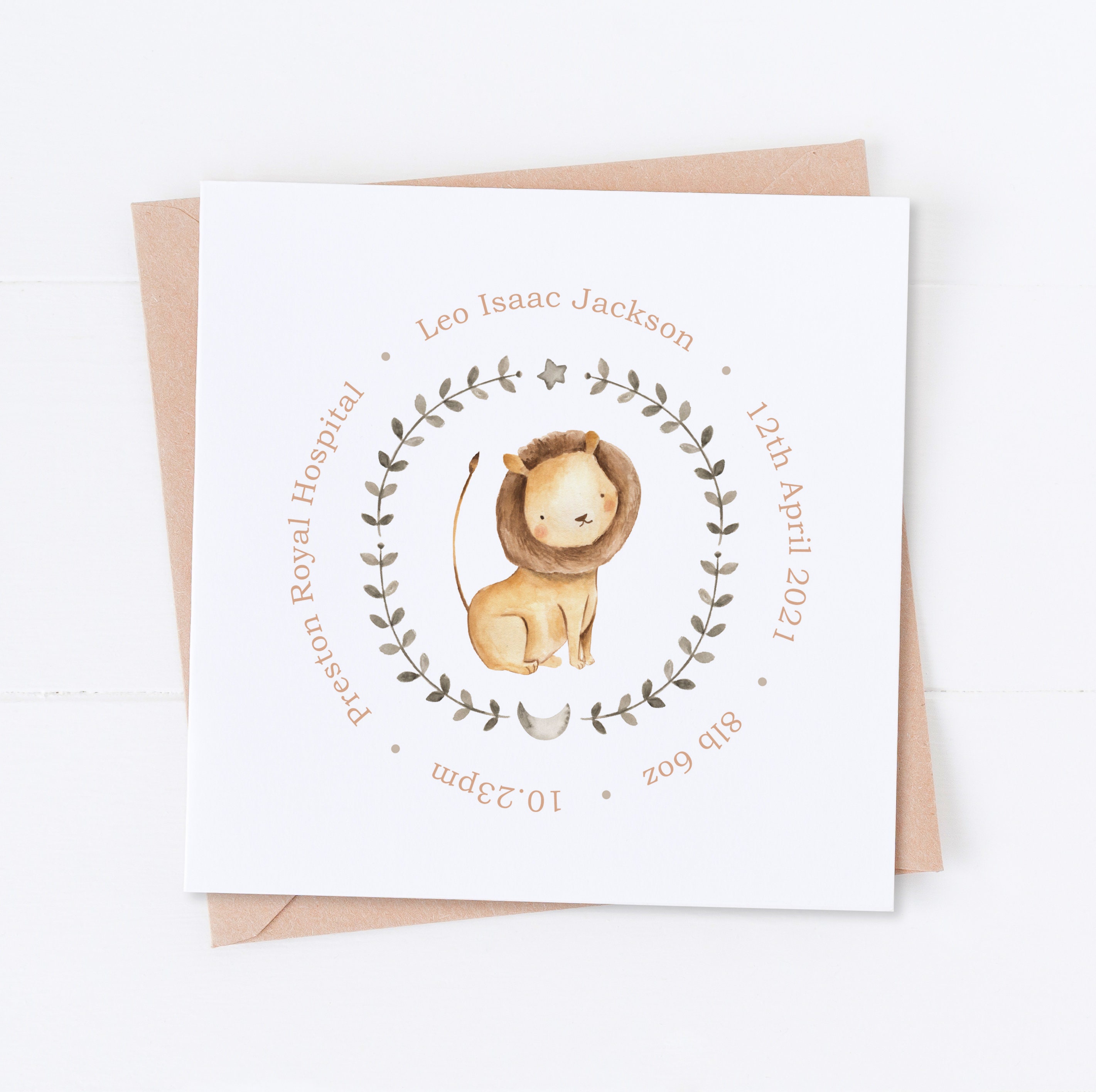 Personalised Lion Safari New Baby Card Congratulations Card | Etsy