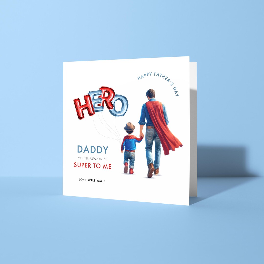 Daddy Superhero Father's Day Card, You're My Hero, Happy Father's Day ...