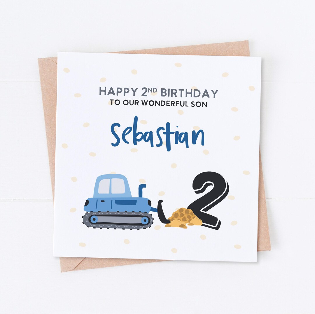 Personalised Bulldozer Birthday Card, Vehicles Card, Digger Card ...