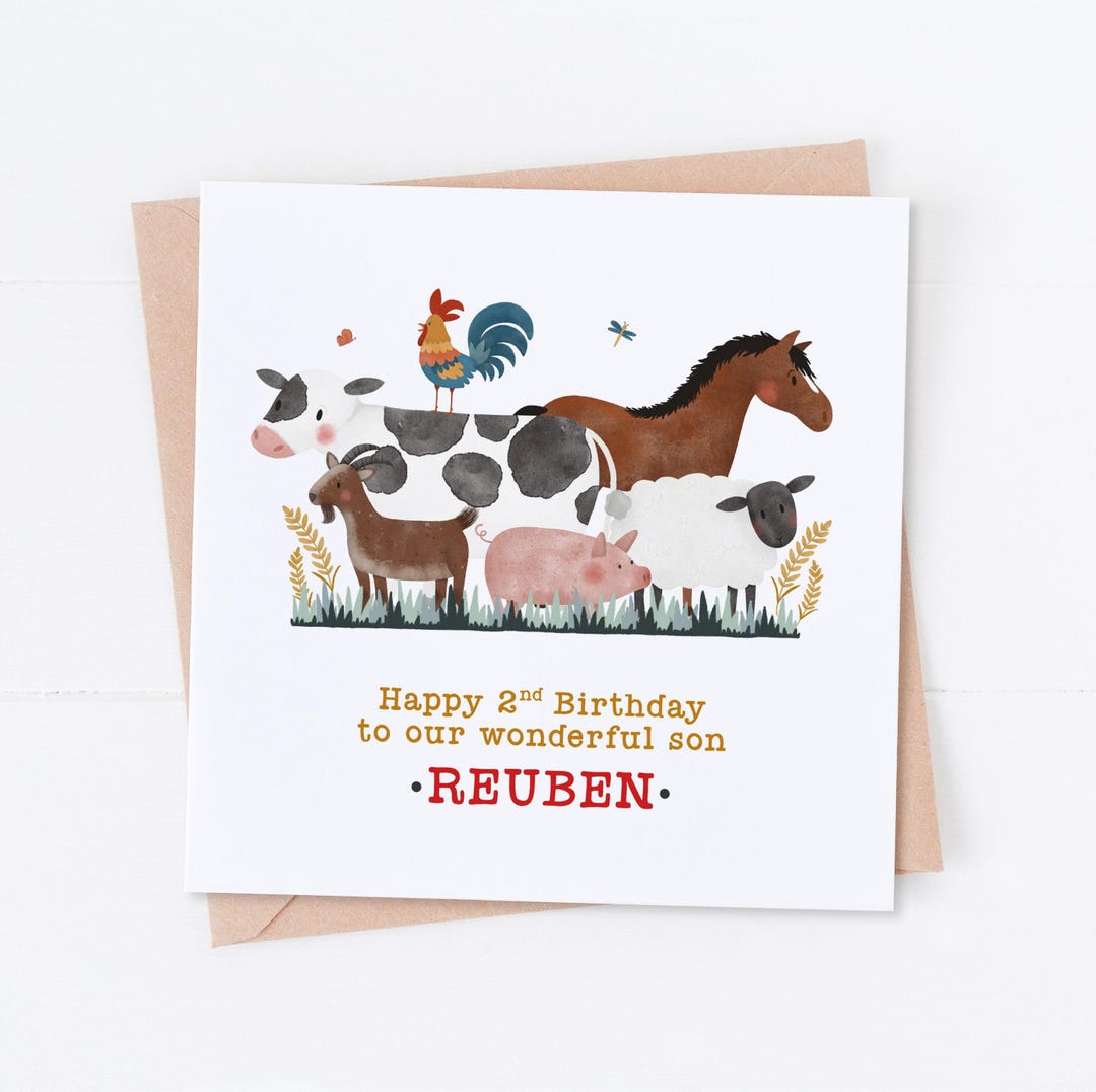 Personalised Farm Animal Birthday Card, Farm Birthday, First Birthday ...