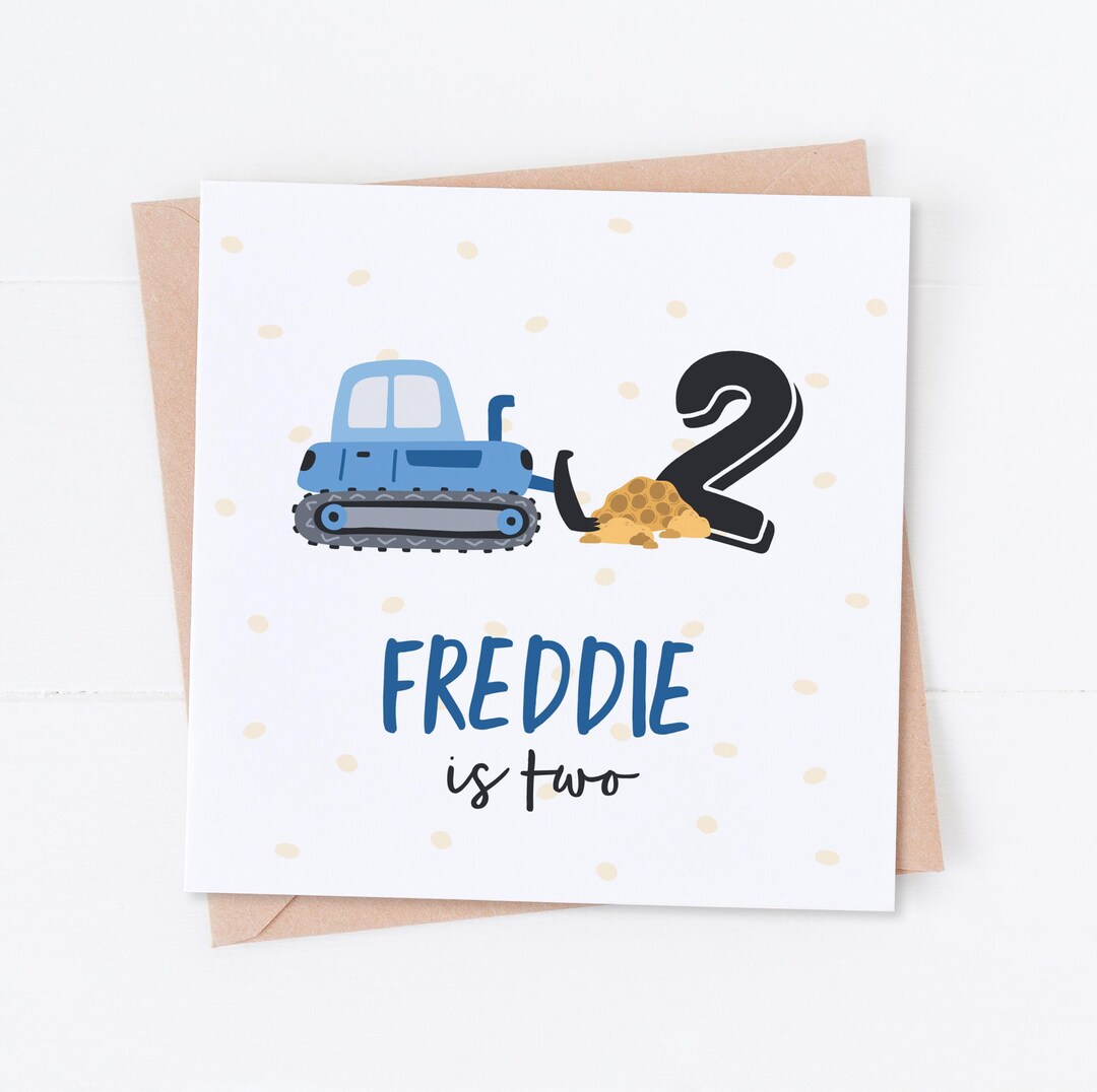 Personalised Digger Birthday Card, Vehicles Card, Bulldozer Card ...