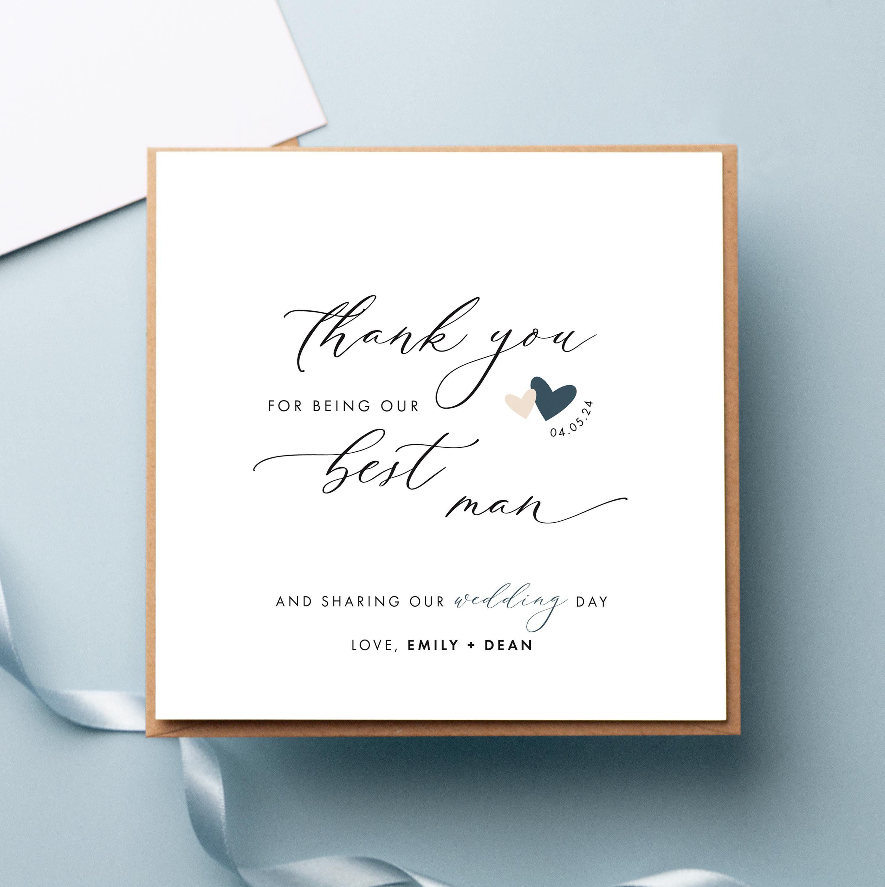 Personalised Best Man Thank You Card, Bridal Party Card, Wedding Card ...