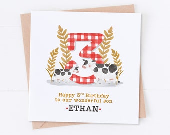 Personalised Cow Birthday Card, Any Age/relation, 6 X 6 Square, Blank ...